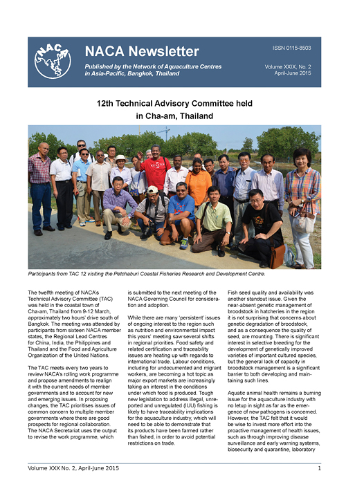 NACA Newsletter, Volume XXX, No. 2, April-June 2015