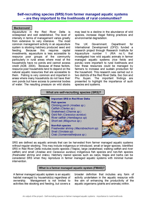 Policy brief: Self-recruiting species from farmer-managed aquatic ...