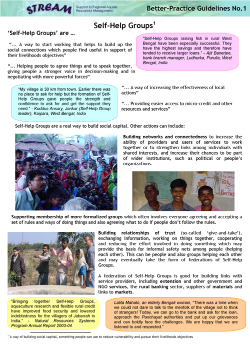 Better practice guidelines: Self-help groups