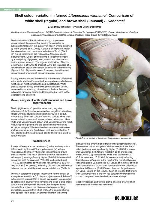 Shell colour variation in farmed Litopenaeus vannamei: Comparison of ...