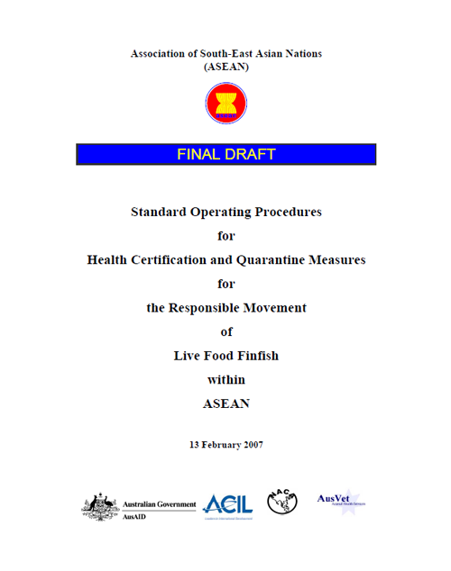 Standard operating procedures for health certification and quarantine ...