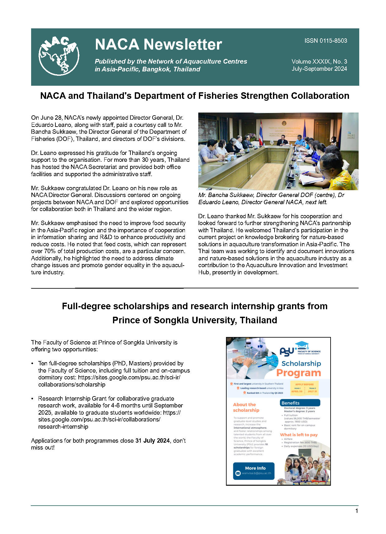 NACA Newsletter, Vol. XXXIX, July-September 2024